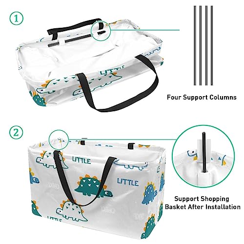 Dinosaur Full PrintĀ Large Capacity Laundry Organizer Tote Bag - Reusable and Foldable Oxford Cloth Shopping Bags