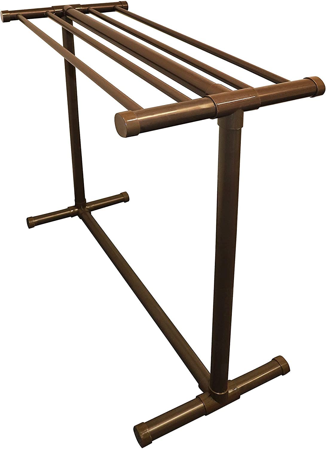 Essentially Yours Pool Towel Rack 5 Bar | Horizontal Free Standing Poolside Storage Organizer, Stores Floats, (47" W x 20" L x 50" H), Brown Style 665412