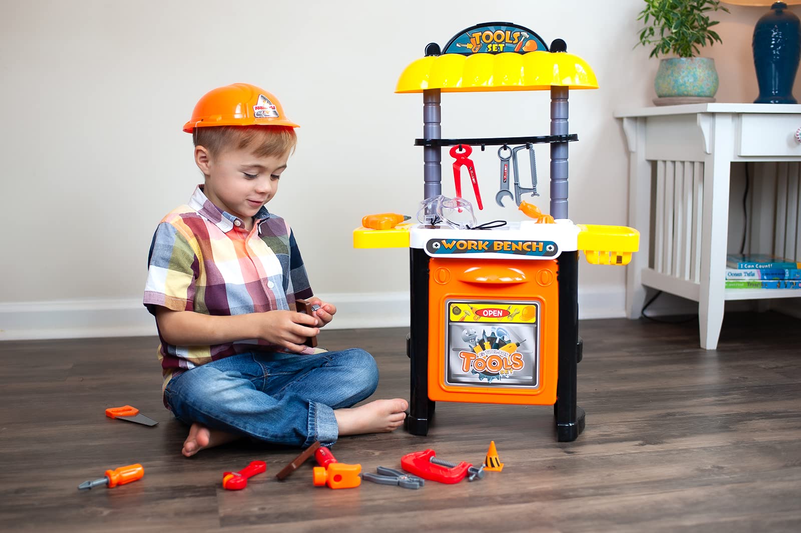 Kids Tool Bench, 32 Piece Toddler Workbench with Toddler Tool kit, Pretend Play Tool Set for Kids, Kids Workbench STEM Role Play Construction Toy Tool Bench, Indoor & Outdoor Set for Kids Ages 3+