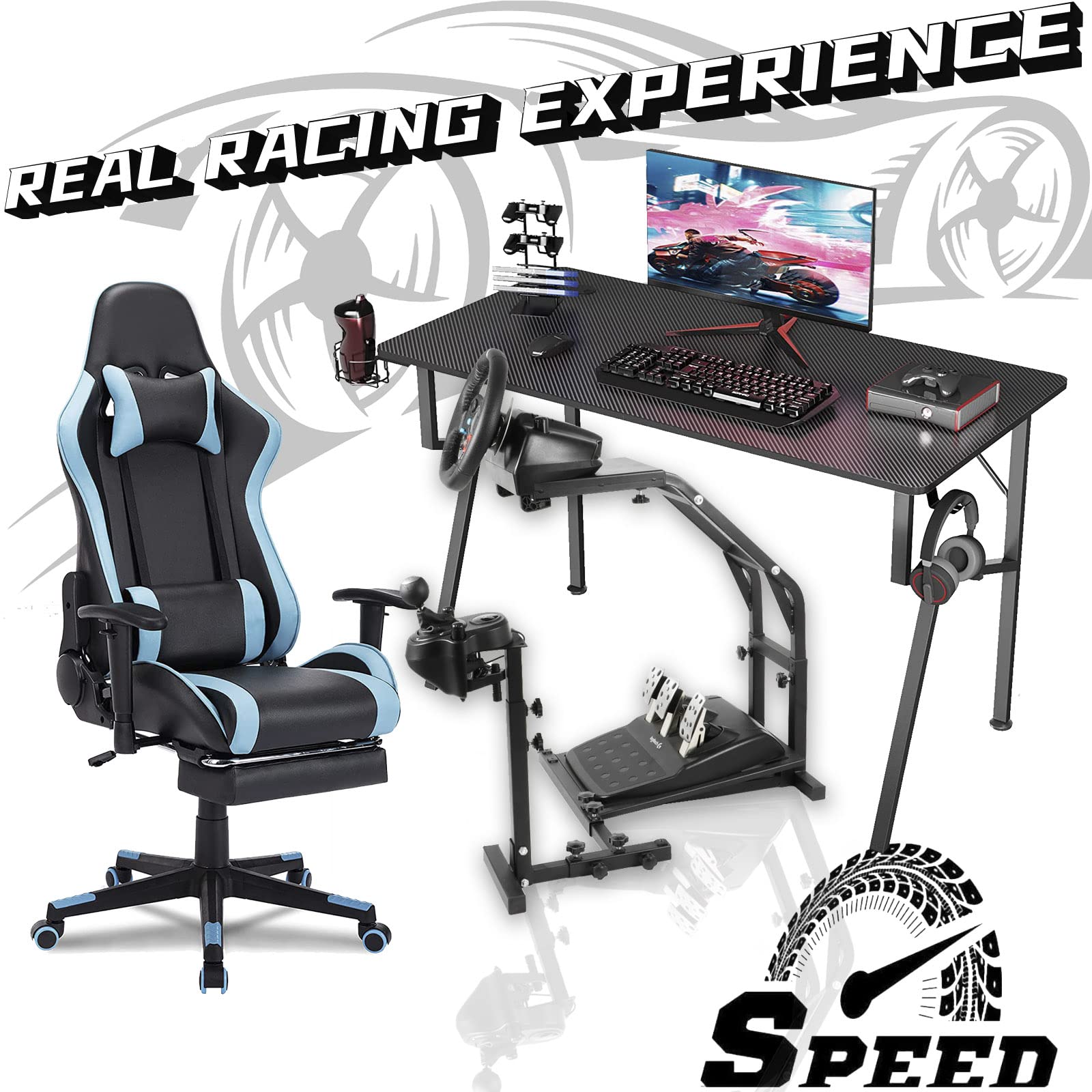 Dardoo Racing Wheel Stand Frame Compatible with Logitech G27 G29 G920 G923, Fanatec, Thrustmaster T300RS TXRW_Base for PS4 Xbox PC Simulator Cockpit Not Include Pedals,Wheel and Shifter