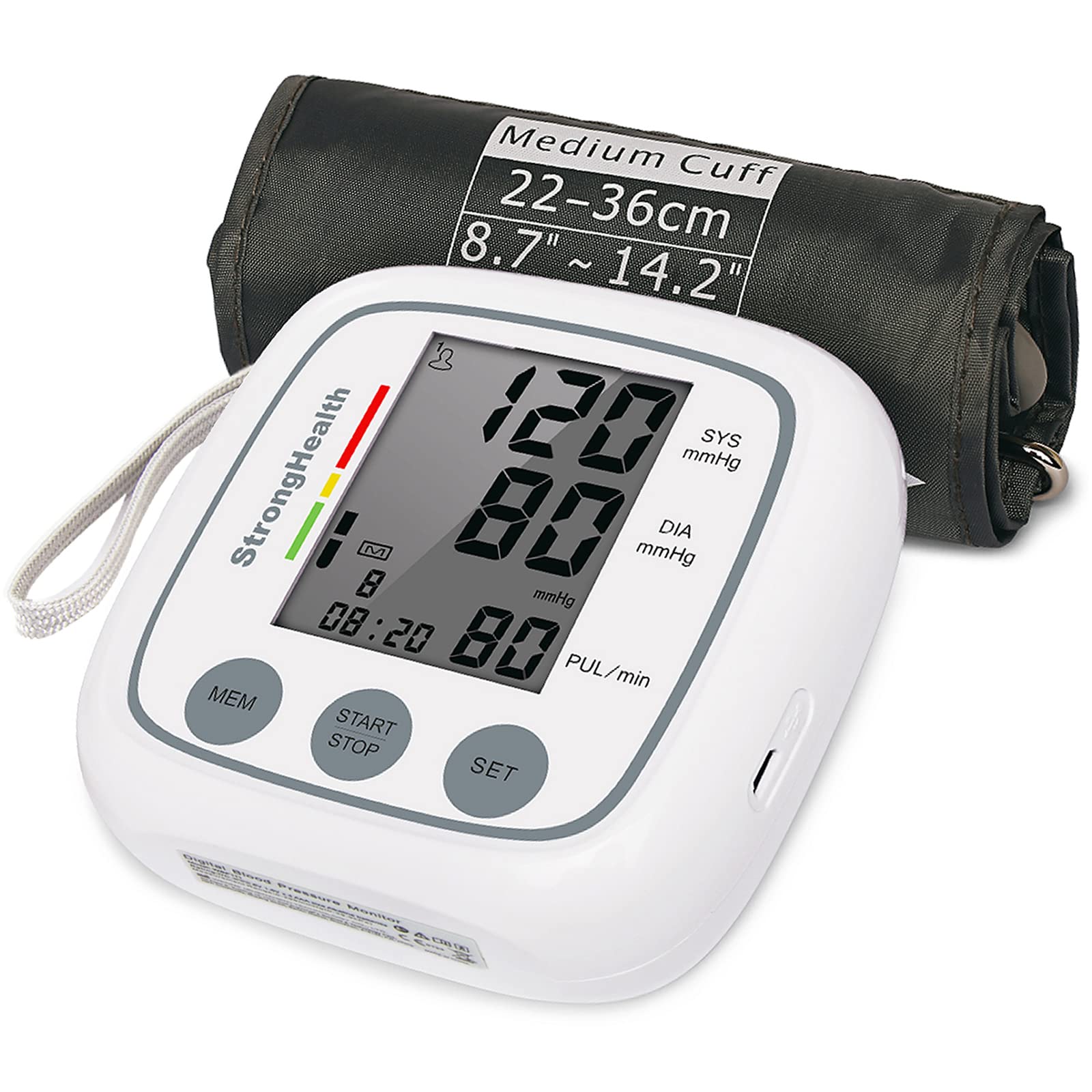 Blood Pressure Monitor Arm, Automatic Blood Pressure Machine with Cuff, Digital High BP Monitors for Home Use, One Touch Operation, with Support Frame and Portable Rope
