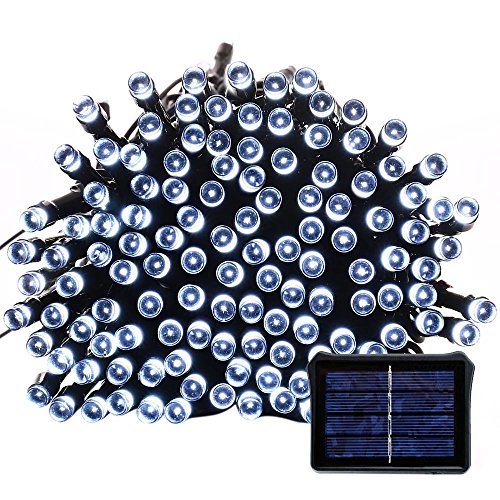 Qedertek Upgraded Solar/Battery Powered String Lights, 72ft 8 Modes 200 LED Dual Power Seasonal Decorative Fairy Lights for Christmas, Home, Garden, Patio, Lawn and Party Decorations(Cool White)