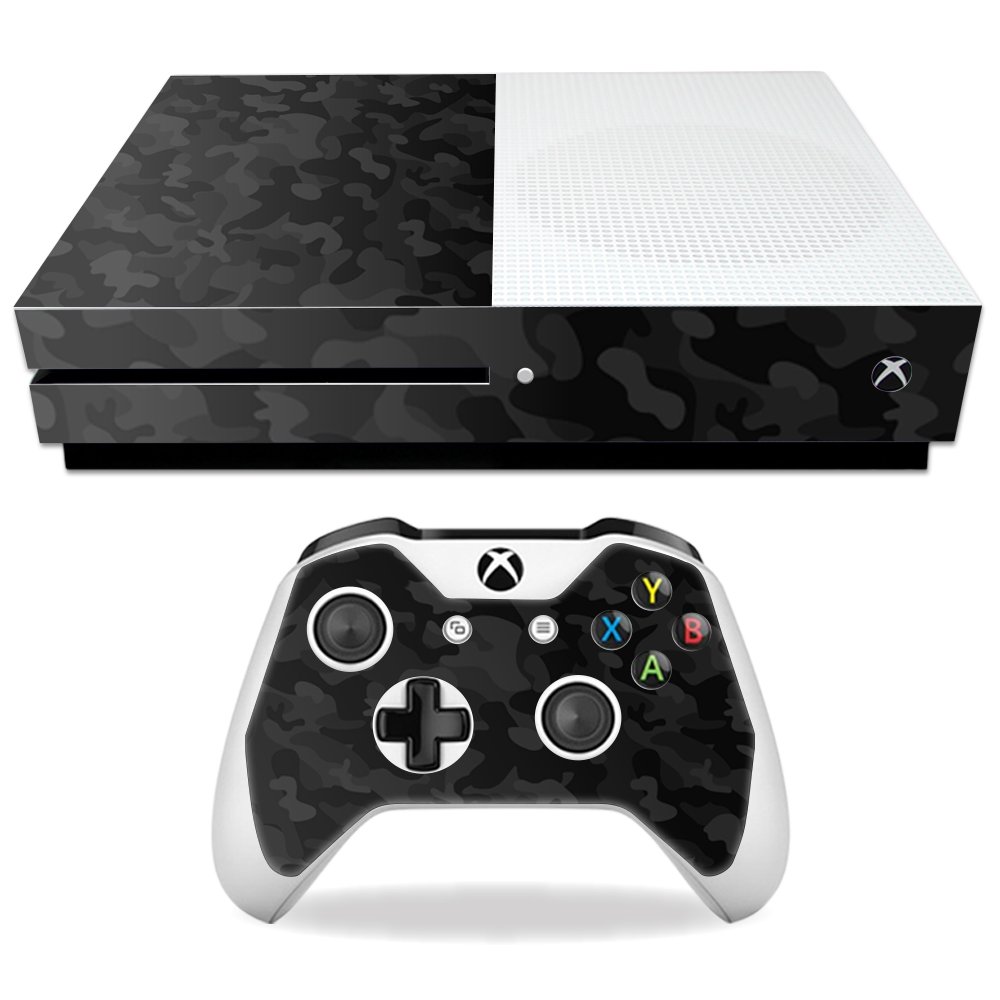MightySkins Skin Compatible with Microsoft Xbox One S - Black Camo | Protective, Durable, and Unique Vinyl Decal wrap Cover | Easy to Apply, Remove, and Change Styles | Made in The USA