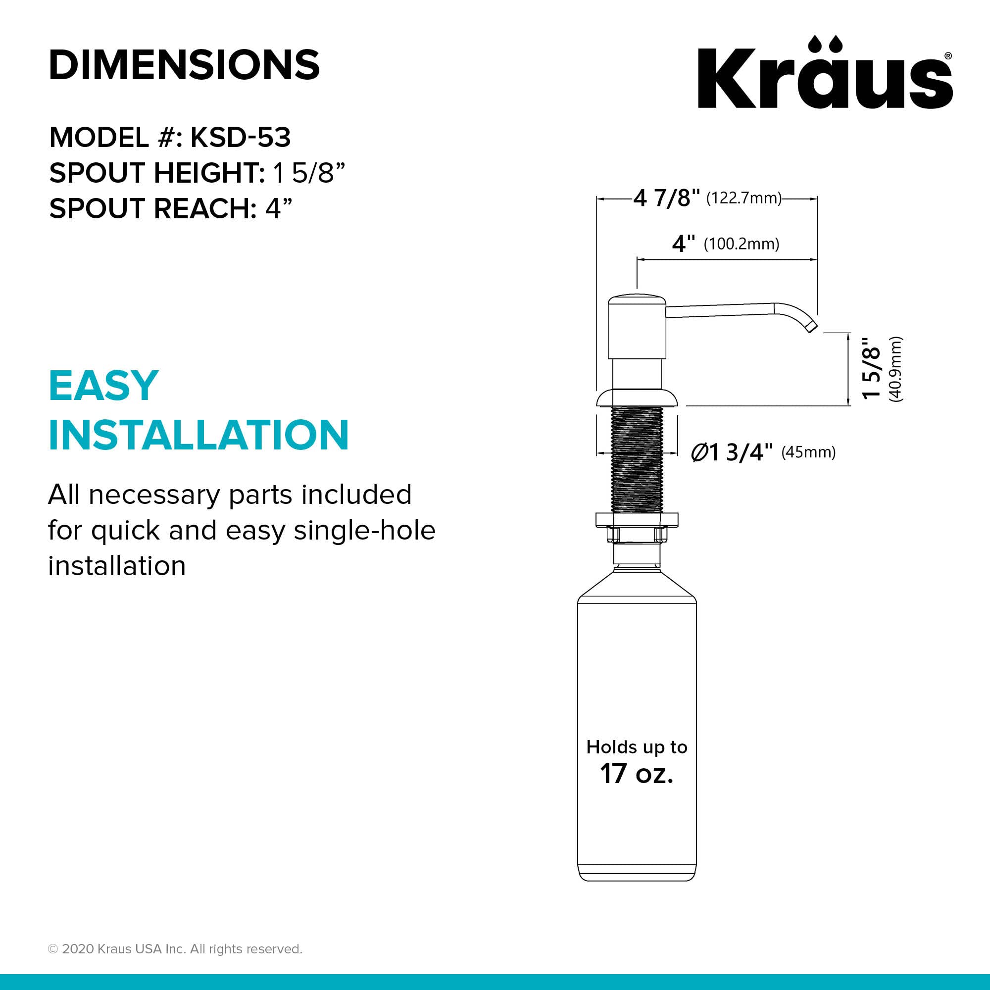 KRAUS Boden Kitchen Soap and Lotion Dispenser in Chrome, KSD-53CH