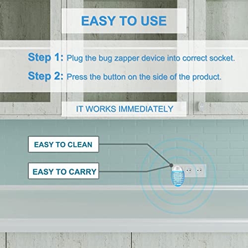 Fly Trap for Indoors, Electronic Mosquito Zapper, Plug in Bug Zapper, Mosquito Zapper with Blue Lights, for Home, Kitchen, Bedroom, Office(4 Packs)