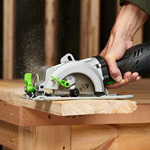 GALAX PRO 5.8 Amp 3500 RPM Circular Saw, Max. Cutting Depth 1-11/16"(90°),1-1/8"(45°)Compact Saw with 4-1/2" 24T and 40T TCT Blades, Vacuum Adapter, Blade Wrench, and Rip Guide