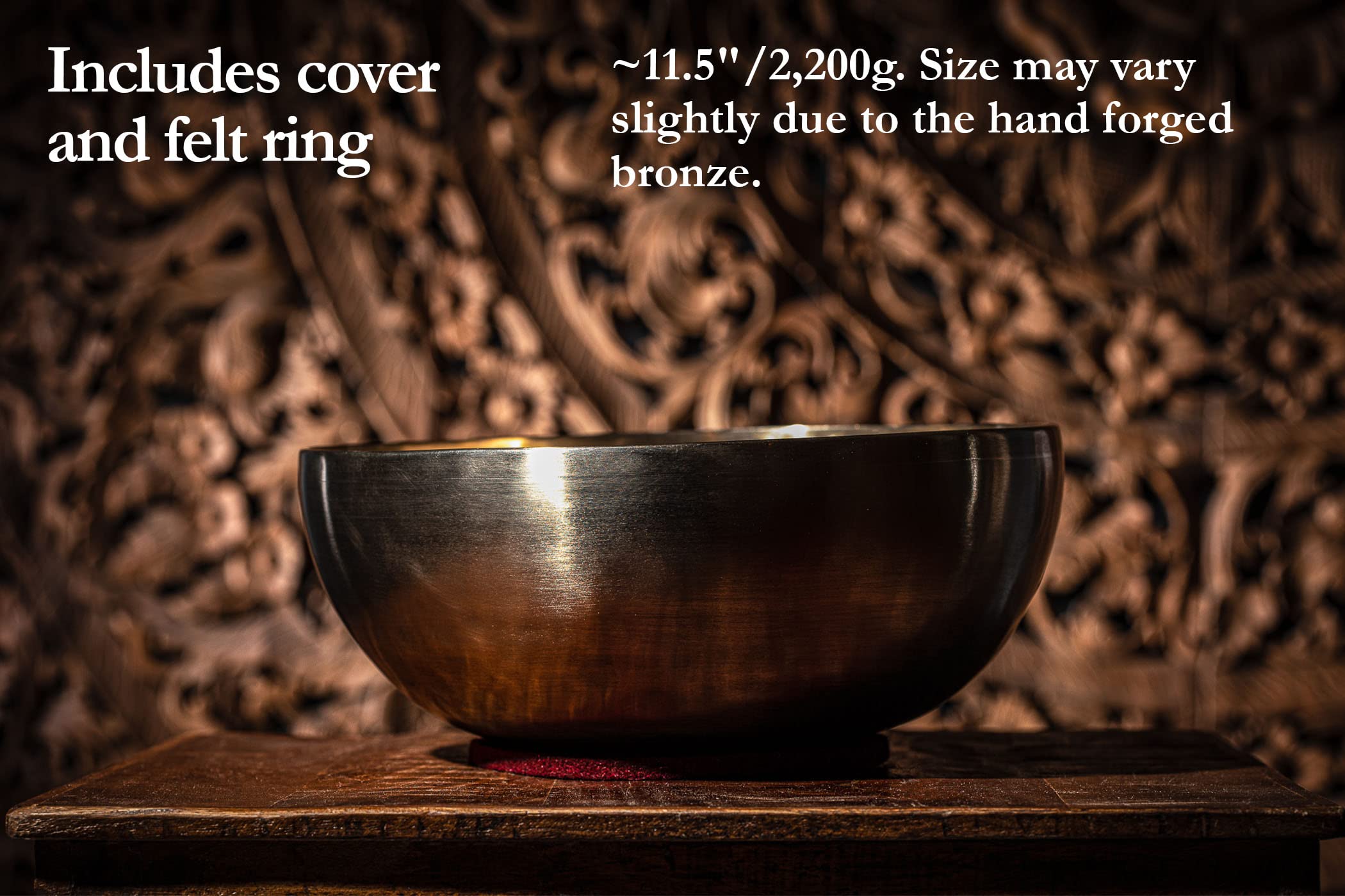 Bronze Singing Bowl with Felt Ring and Cover, Energy Series β MADE IN INDIA β For Meditation, Yoga and Sound Healing Therapy, 2-YEAR WARRANTY