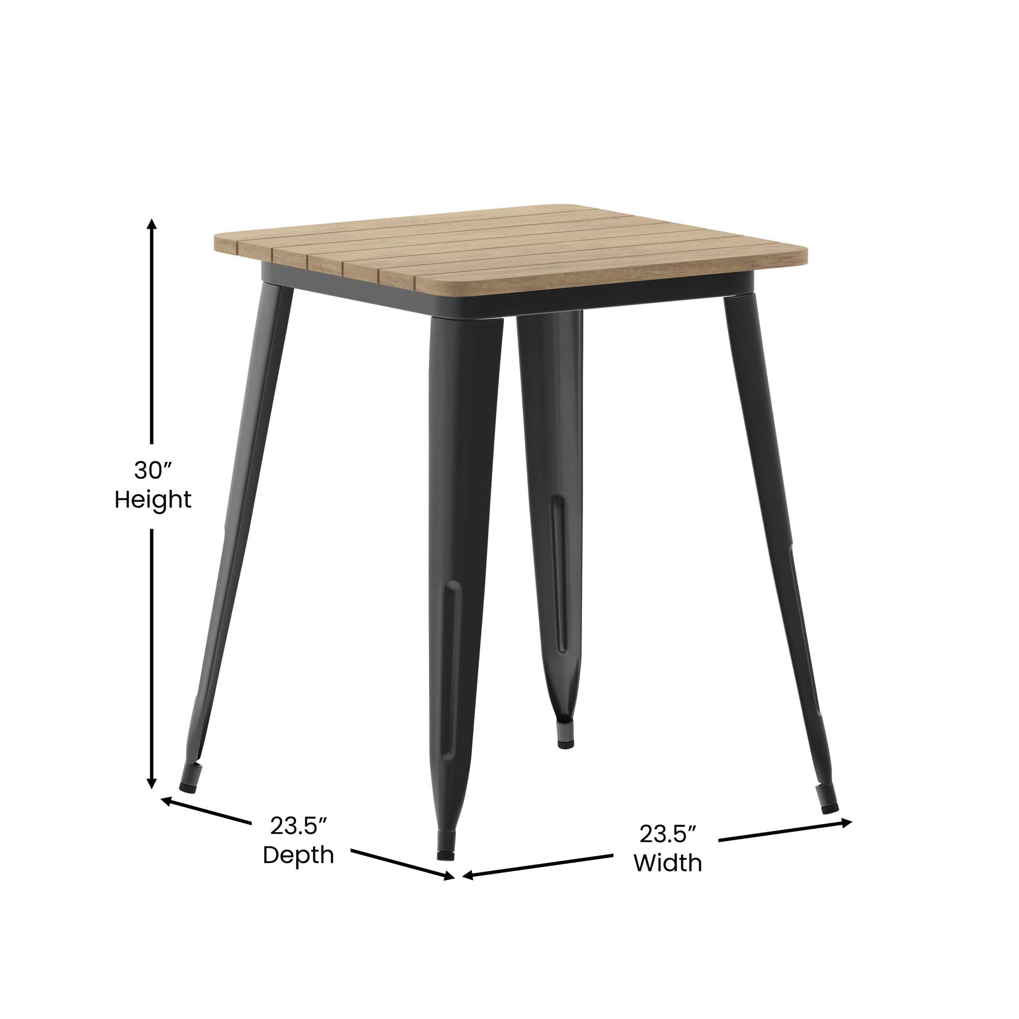 Flash Furniture Declan Commercial Outdoor Dining Table, All Weather Poly Resin Top with Steel Base, 23.75" Square, Brown/Black