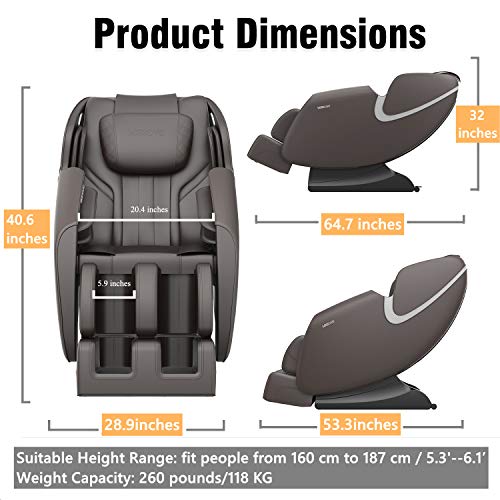BOSSCARE Massage Chair Recliner with Zero Gravity, Full Body Airbag Easy to Assemble with Bluetooth Speaker, Foot Roller Black