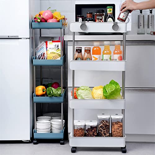 GRETD Kitchen Trolley 3/4 Tier Bedroom Snacks Cart Bathroom Storage Rack with Wheels Househlod Standing Shelf (Color : B, Size : 1pcs)
