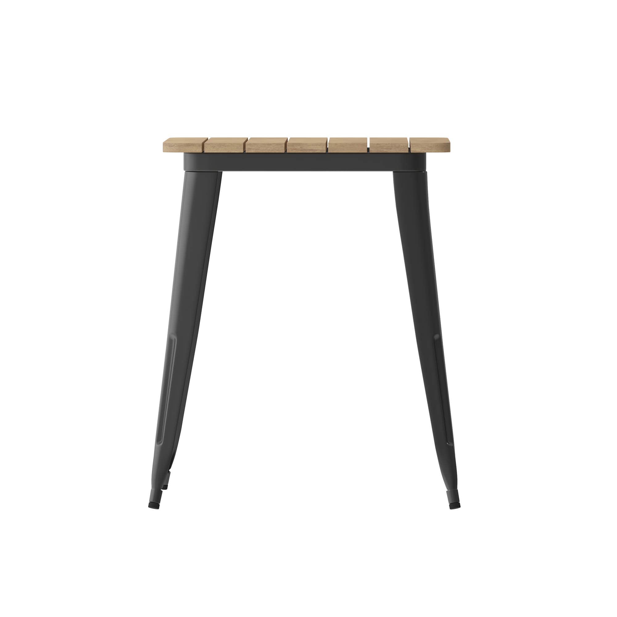Flash Furniture Declan Commercial Outdoor Dining Table, All Weather Poly Resin Top with Steel Base, 23.75" Square, Brown/Black