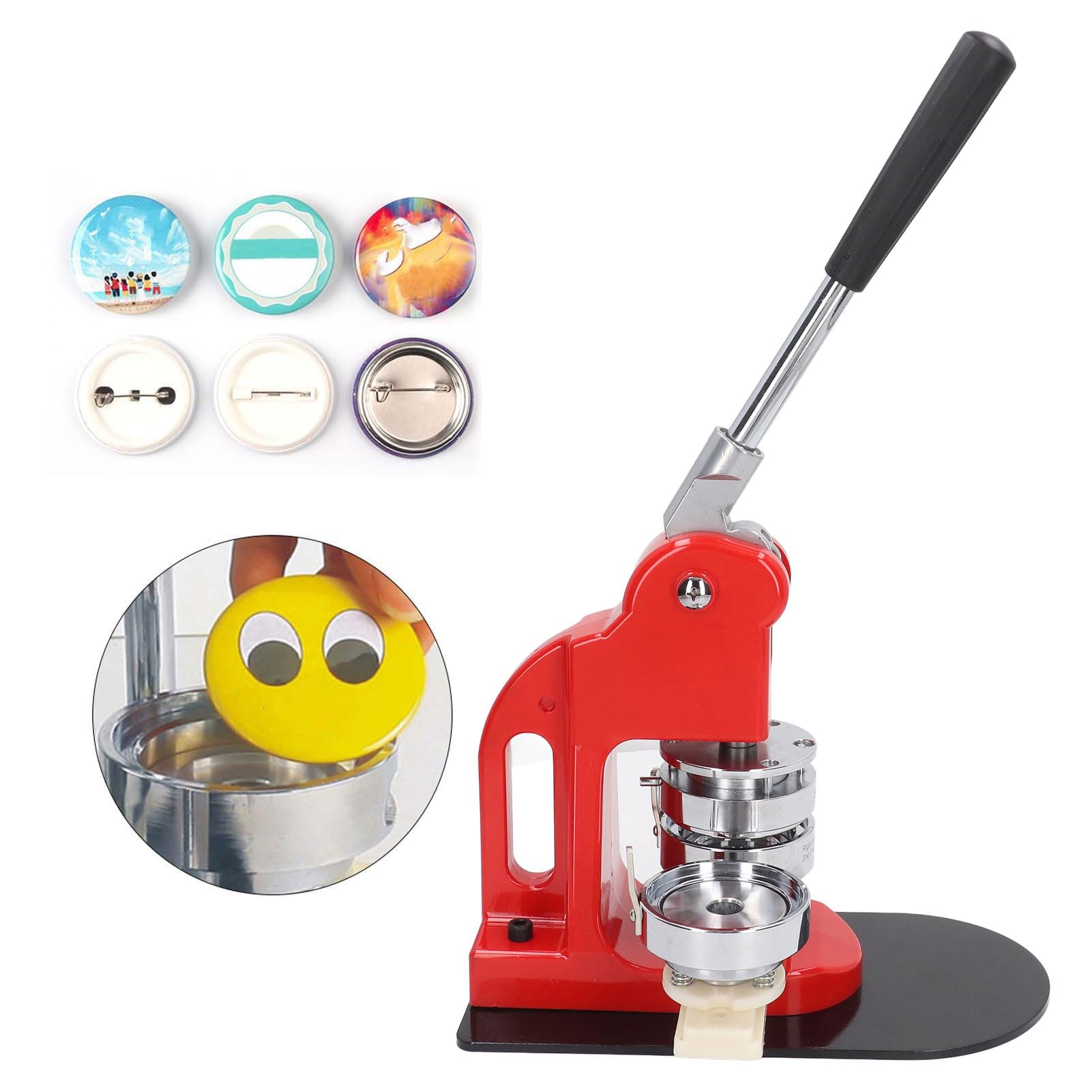 Button Maker, Rubber and Stainless Steel Simple Operation Portable Comfortable Handle DIY Tool Press Button Machine Nonslip for Political Campaign (25mm)