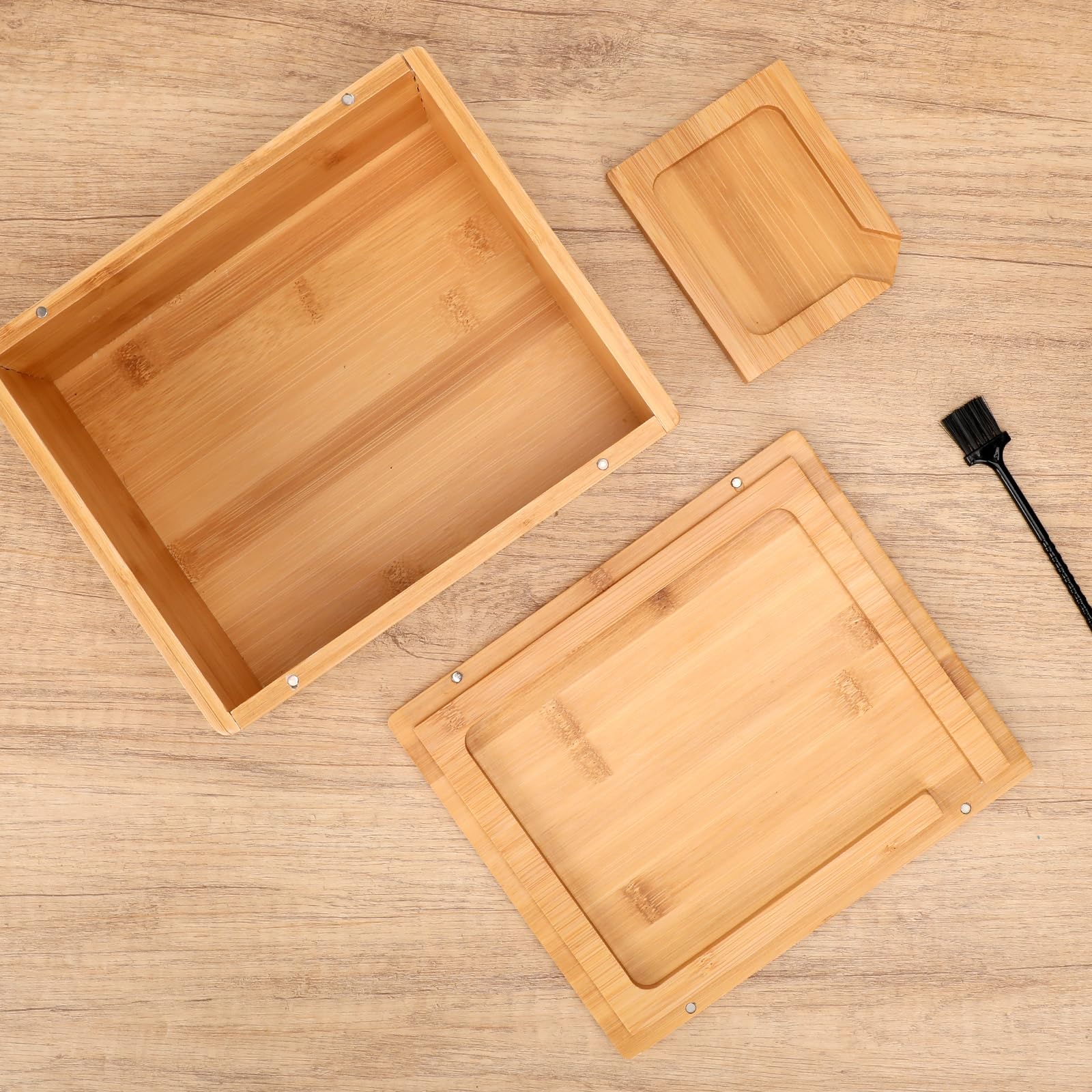 Donghome Bamboo Tray Set Handmade Storage Box with Megnetic Lid,Wooden Decorative Box