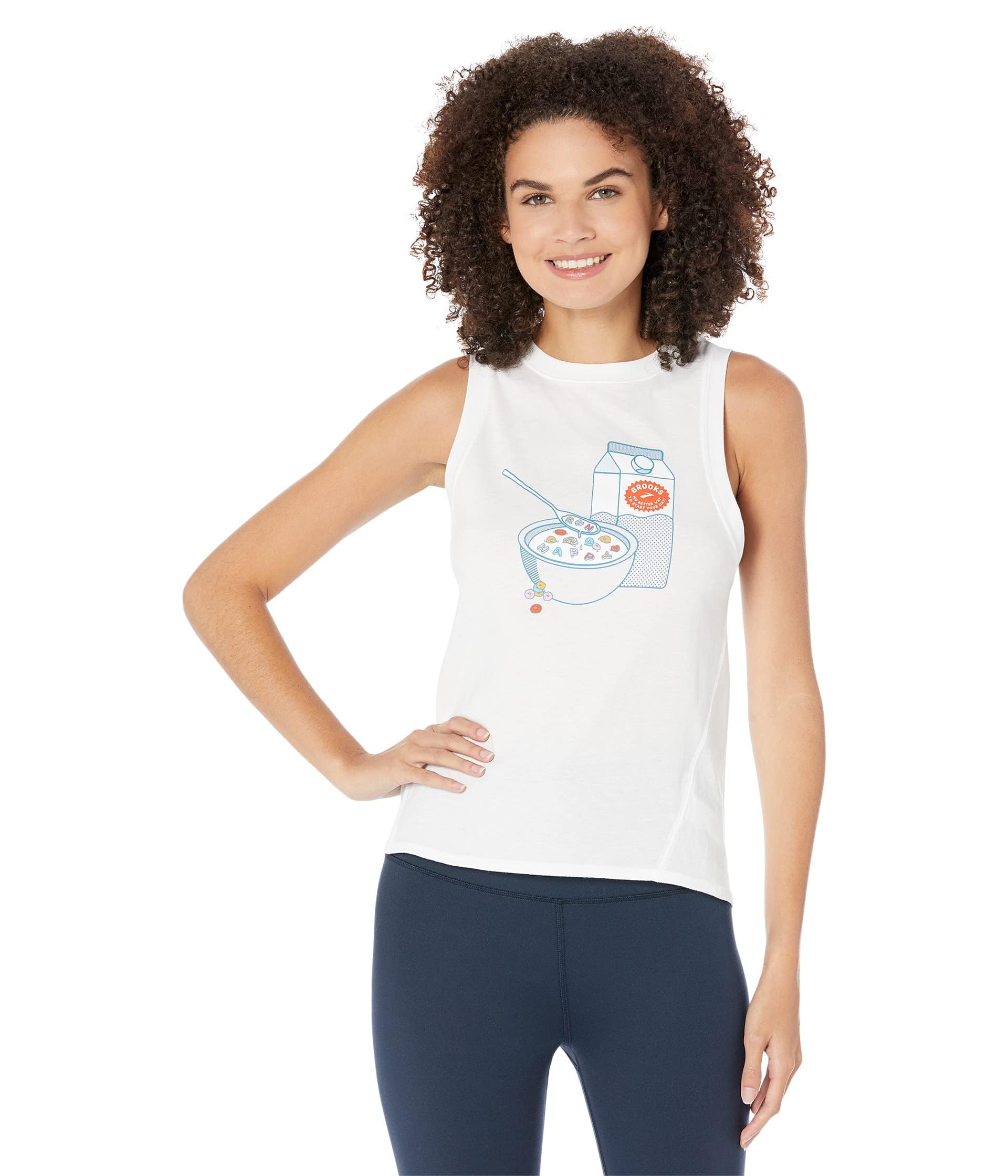 Brooks Distance Graphic Tank White/Cereal SM (US Women's 4-6)