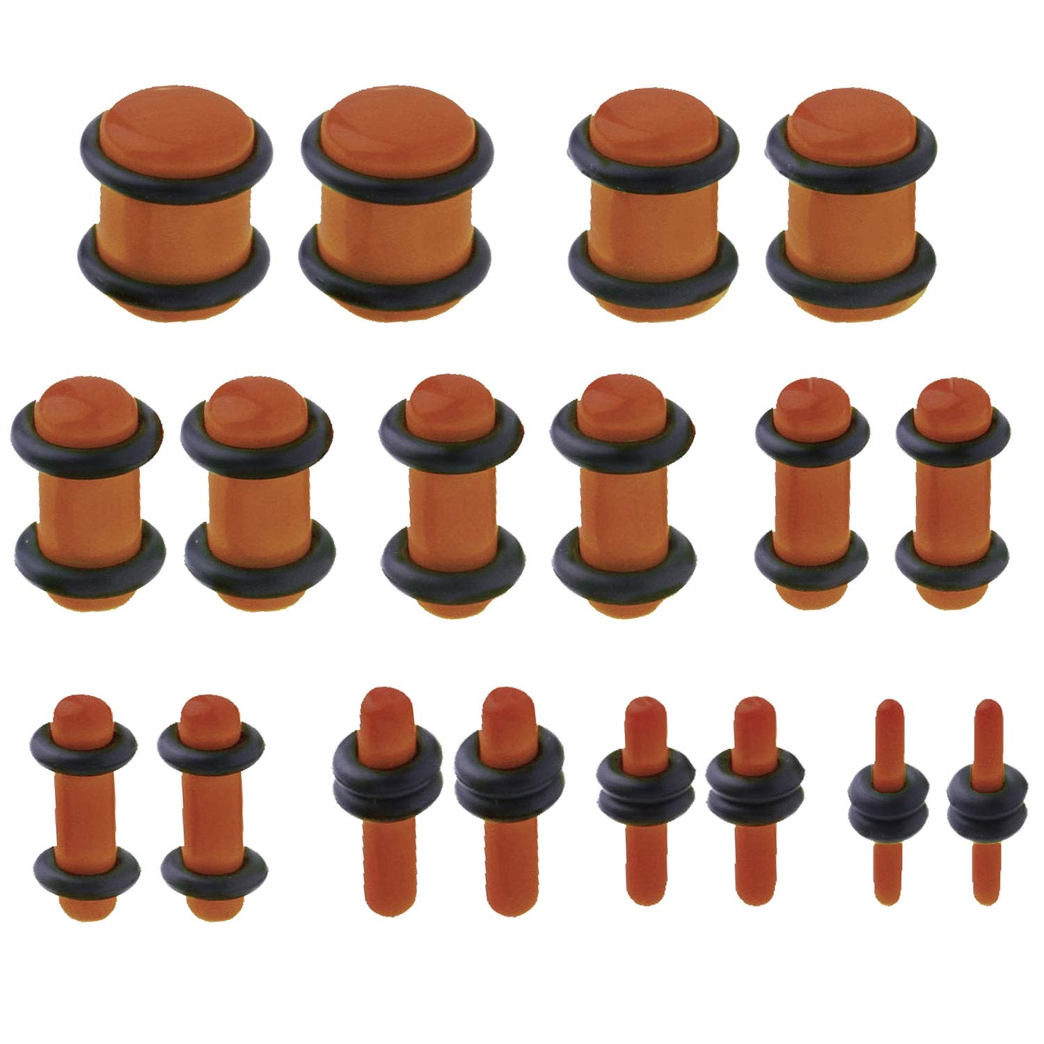 BodyJ4You 18PC Plug Kit Ear Stretching Gauges 14G-00G Brown Acrylic Expander Jewelry Set
