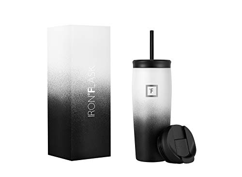 IRON °FLASK Nomad Tumbler - 2 Lids (Straw/Flip), Vacuum Insulated Stainless Steel Bottle, Double Walled, Drinking Cup, Thermo Coffee Travel Mug, Water Metal Canteen (Day & Night), 20 Ounces
