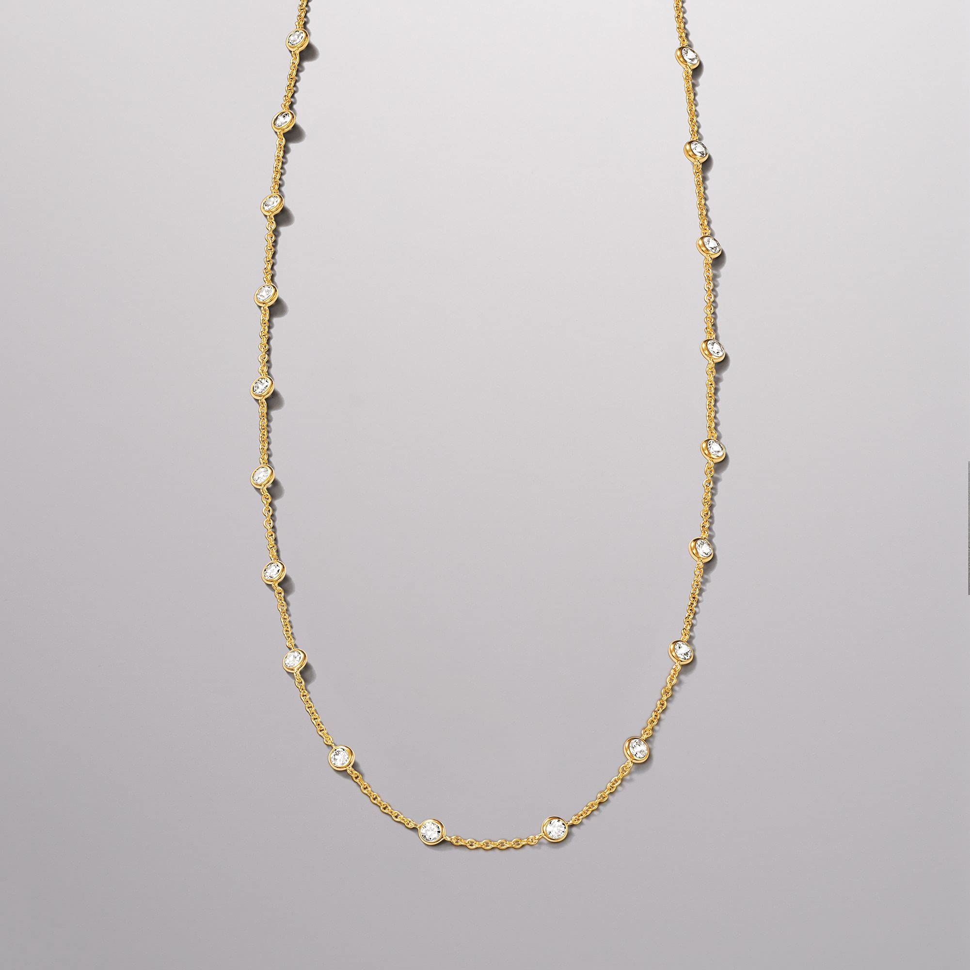 Ross-Simons 4.50 ct. t.w. CZ Station Necklace