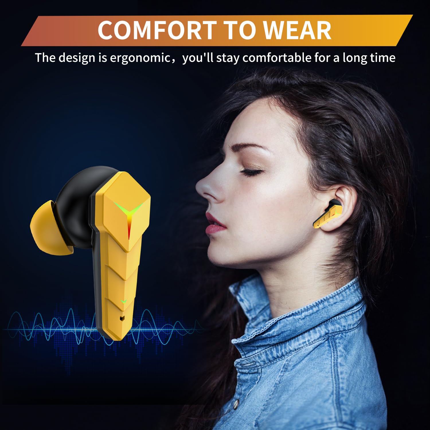 KINGSTAR Wireless Gaming Earbuds, Bluetooth 5.0 Game Earphones with Microphone in-Ear Gaming Headphones Noise Cancelling Earbuds Auto Pairing Ture Wireless Ear Buds for iOS Android