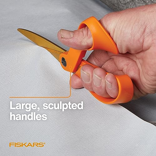 Fiskars 9 Inch Serrated Titanium Nitride Shop Shears (12-96536984),Orange