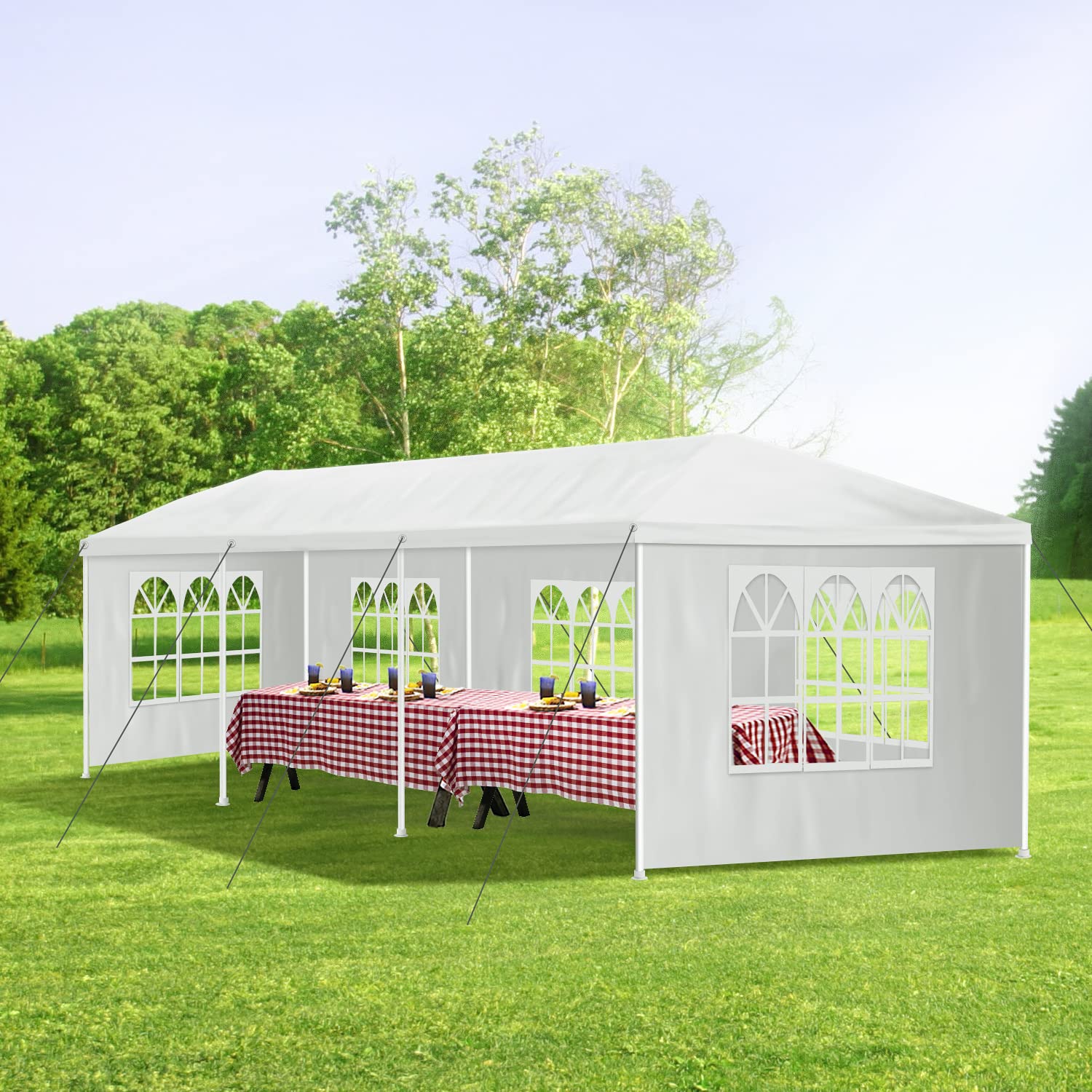 Canopy Tent -10x30 Outdoor Party Wedding Tent Heavy Duty Canopy with 5 Removable Sidewalls for Backyard Patio Camping,White