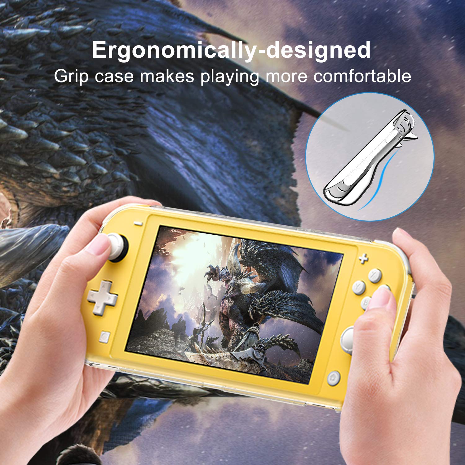 Carrying Case Plus TPU Case Cover and Screen Protector Compatible with Nintendo Switch Lite, 4 in 1 Accessories Kit, Portable Carrier Travel Bag Case Comes with 8 Game Card Slots for Switch Lite 2019