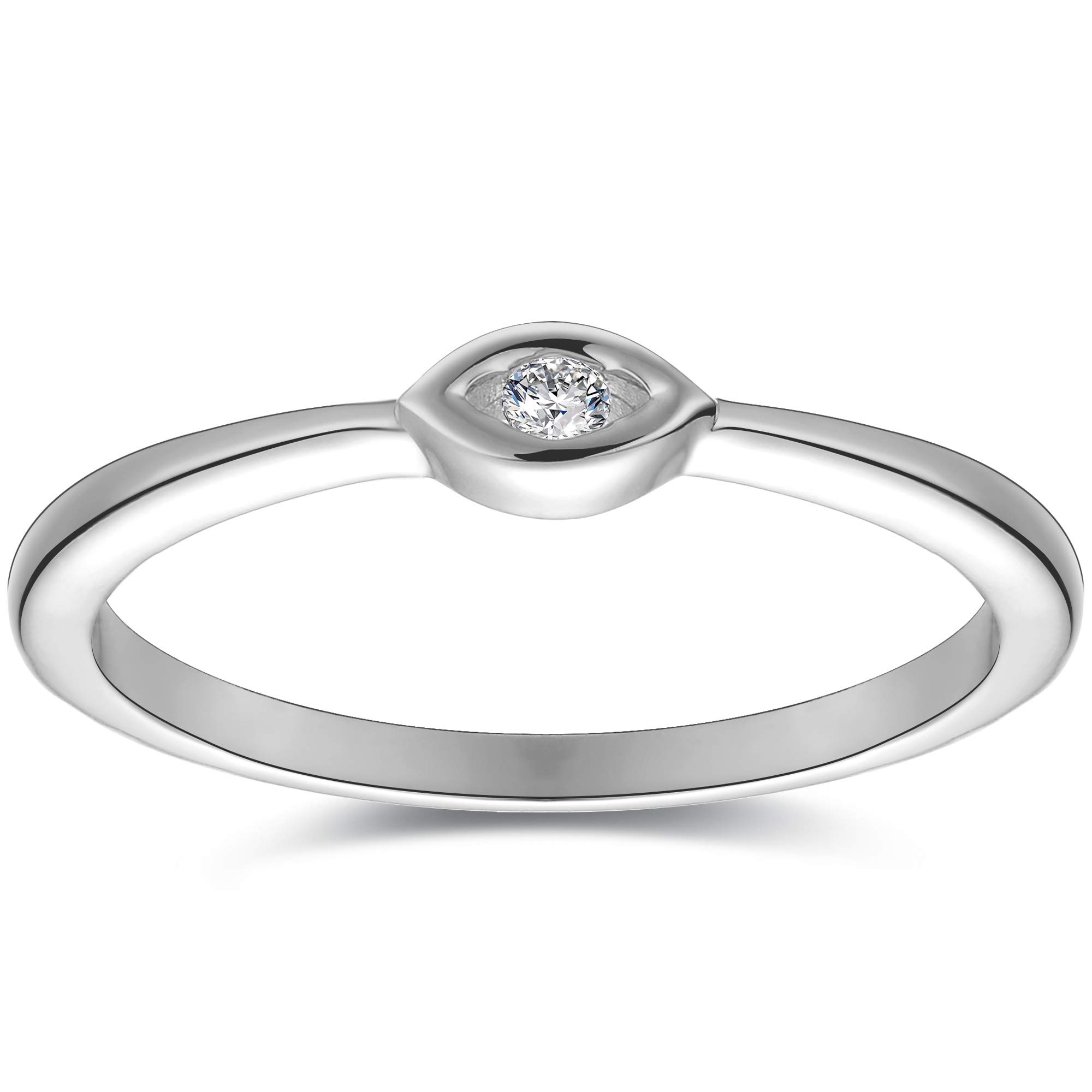 BLOSSOM & HUE Silver Evil Eye Ring [ .925 Sterling ] Stackable Dainty Hamsa Band