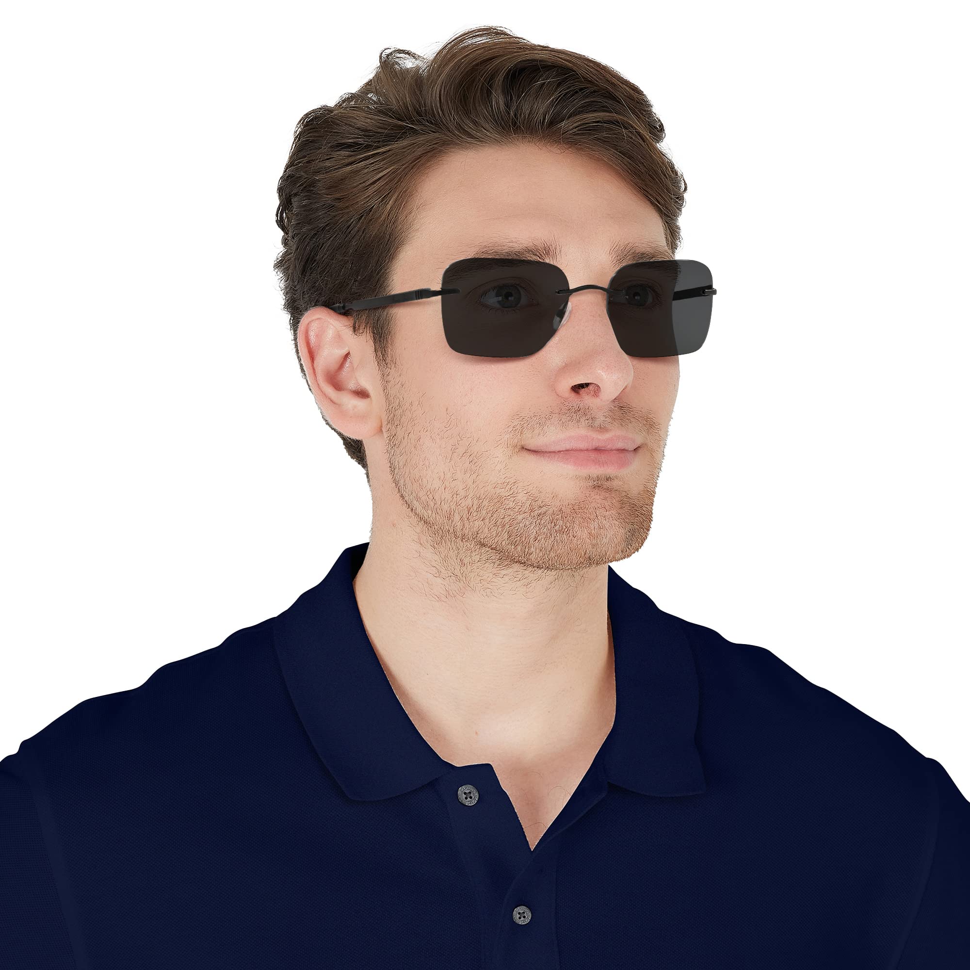 Brooks Brothers Men's BB4058 Rectangular Sunglasses, Matte Black/Solid Grey, 56 mm
