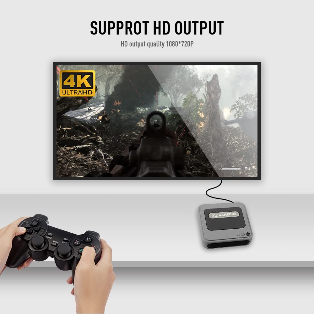 DATA FROG Retro Game Console Built in 50000+ Games Stick 4k 50+ Emulators Compatible with PSP/PS1/DC/MAME/ARCADE/ATRARI/SEGA Dual System Controller TV Game Box（256G）