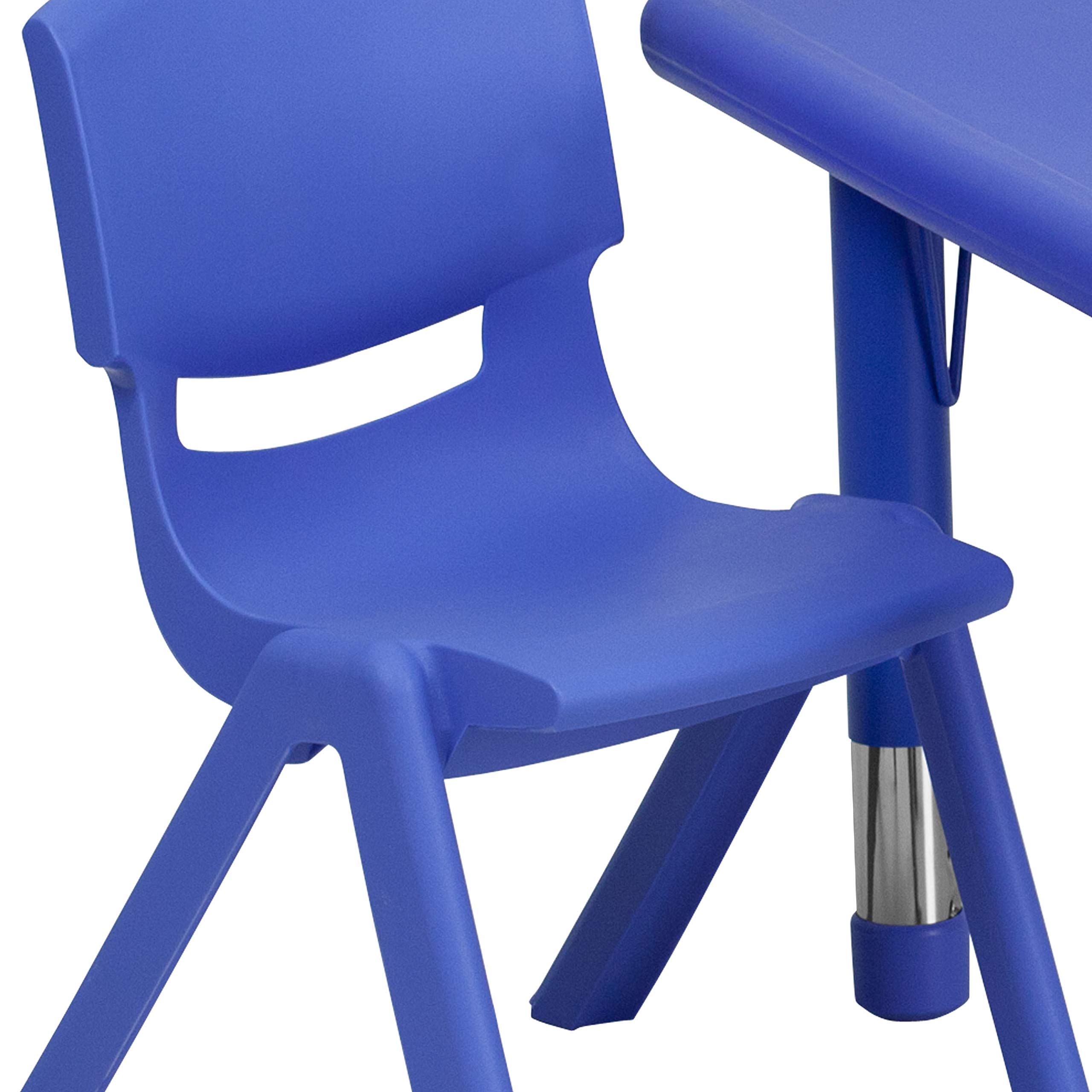 Flash Furniture Emmy 24'' Square Blue Plastic Height Adjustable Activity Table Set with 2 Chairs