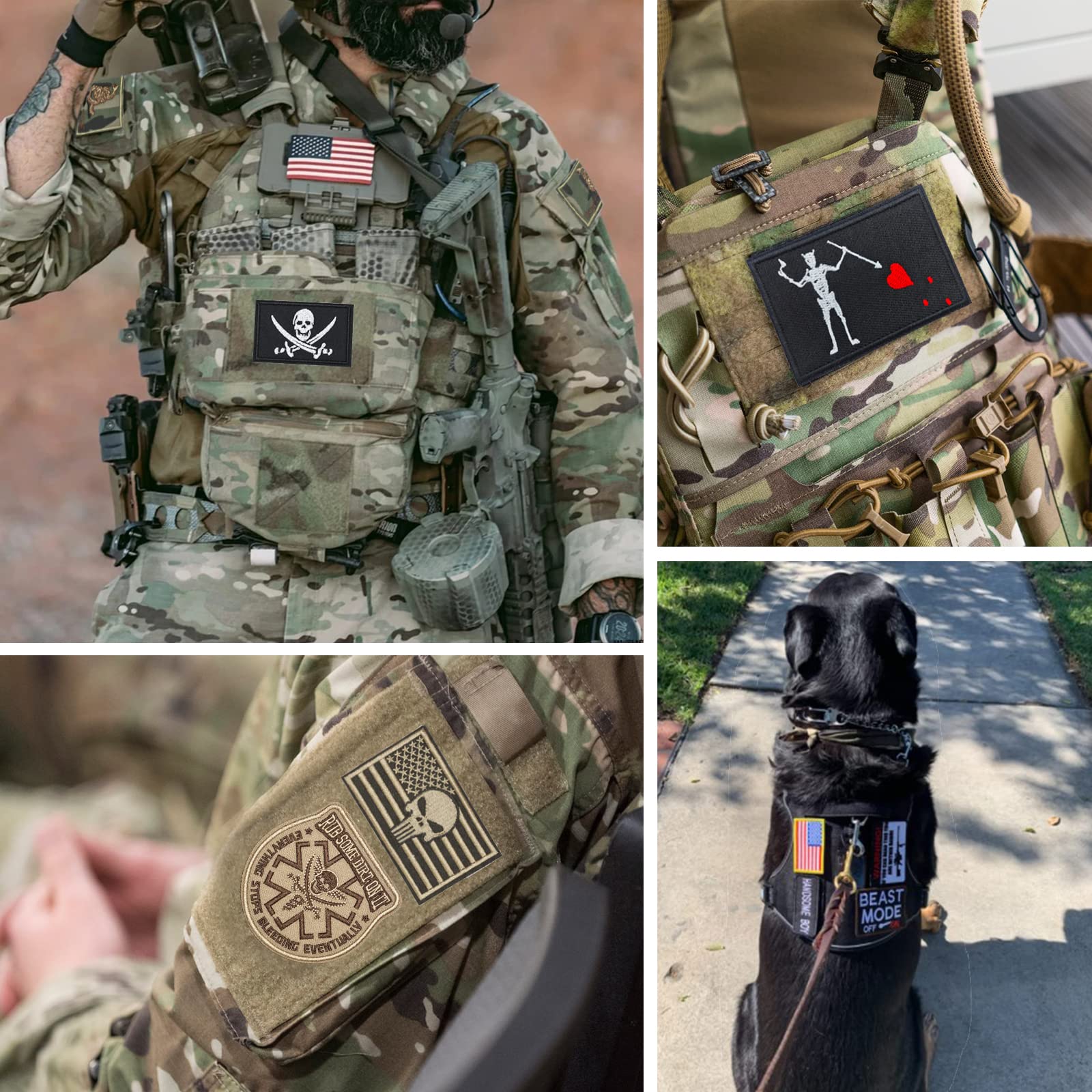 Gleihow 12 Pieces Random Funny Tactical Morale Patch Full Embroidery Military Loop and Hook Patches for Caps Backpacks Vest Harness Military Uniforms