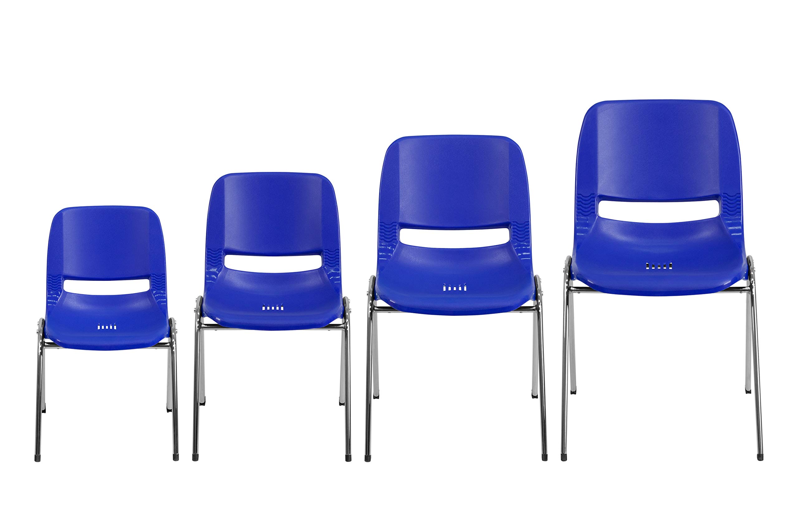 Flash Furniture HERCULES Series 880 lb. Capacity Navy Ergonomic Shell Stack Chair with Chrome Frame and 18'' Seat Height