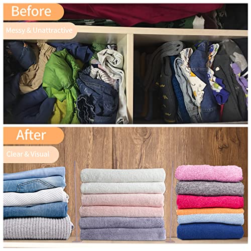 Fixwal 8pcs Acrylic Shelf Dividers, Clear Shelf Divider for Closets, Plastic Shelve Divider for Clothes Separators, Wood Shelves Organizer for Bedroom, Kitchen, Office, Cabinets, Bathroom