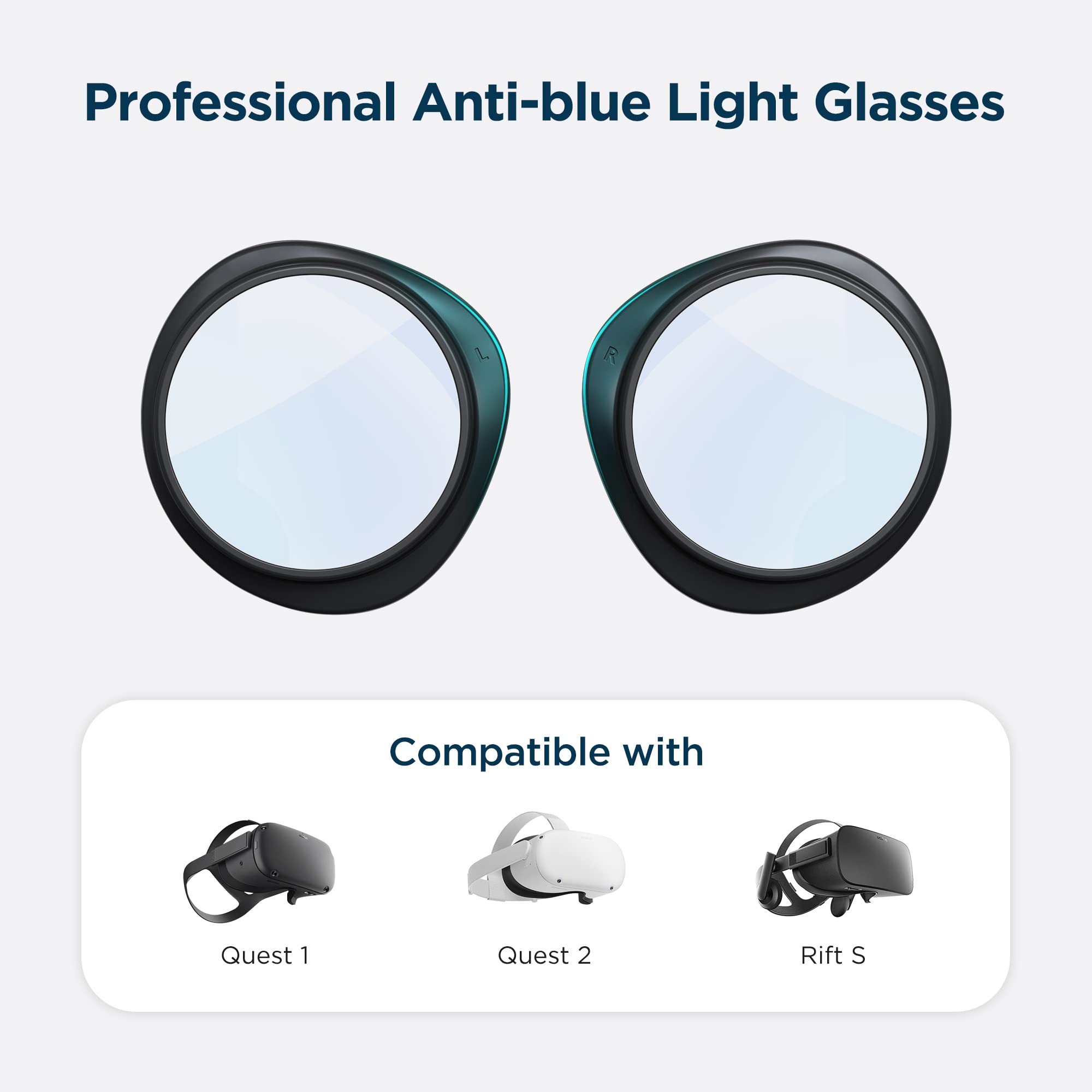 KIWI design Blue Light Blocking Glasses, VR Lens Protector Accessories Compatible with Quest 2, Anti-Glare and Protect Your Eyes from Harmful Blue Light (1 Pair)