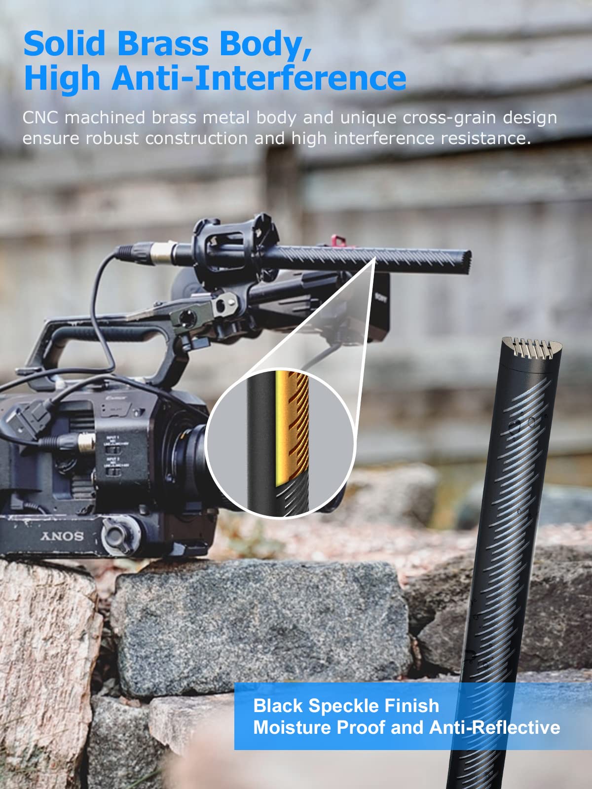 SYNCO XLR Shotgun Microphone, Shotgun Mic D2 Hyper Cardioid Directional Condenser Mic with XLR Connector, Video/Audio Recording for Camcorders, Shotgun-Microphone-XLR-Condenser-Mic