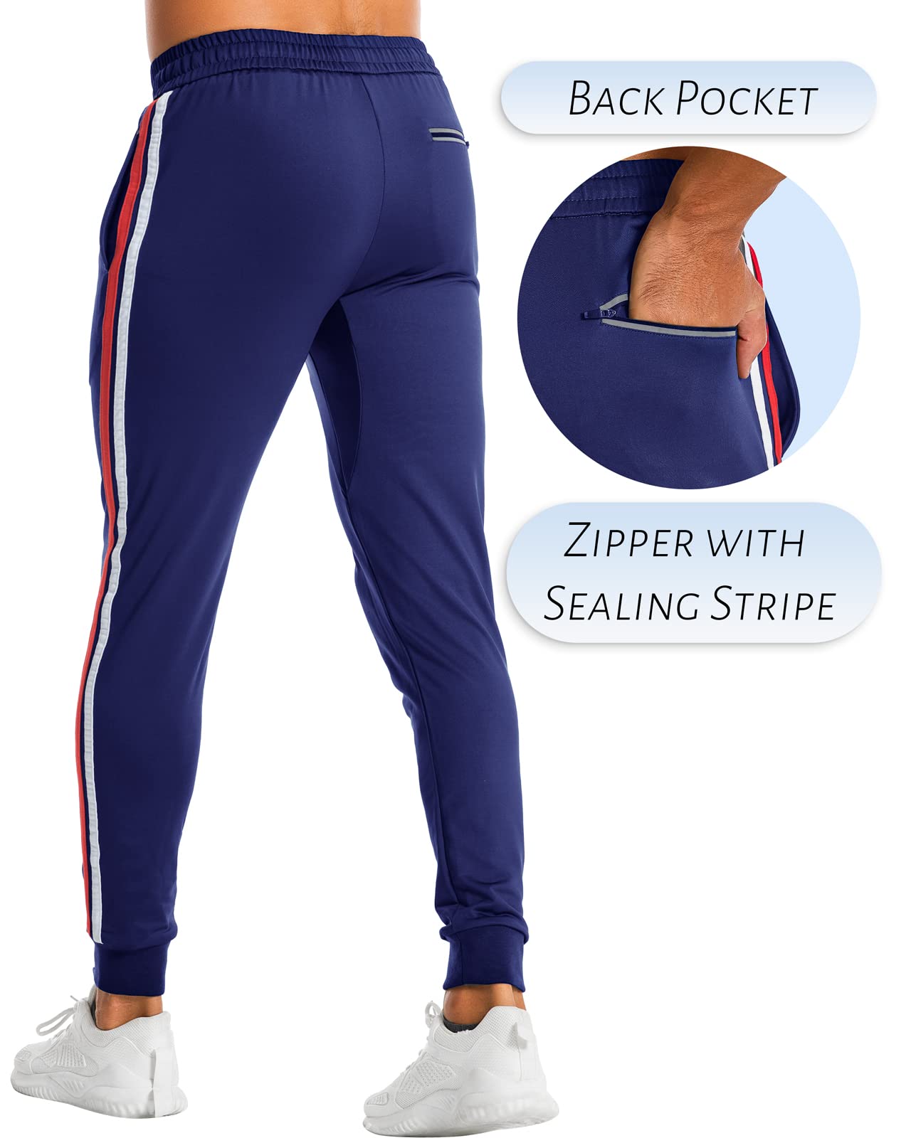 CANGHPGIN Workout Joggers for Men Sweatpants with Pockets, Slim Fit Atheltic Pants Men Track Pants Casual Running Navy