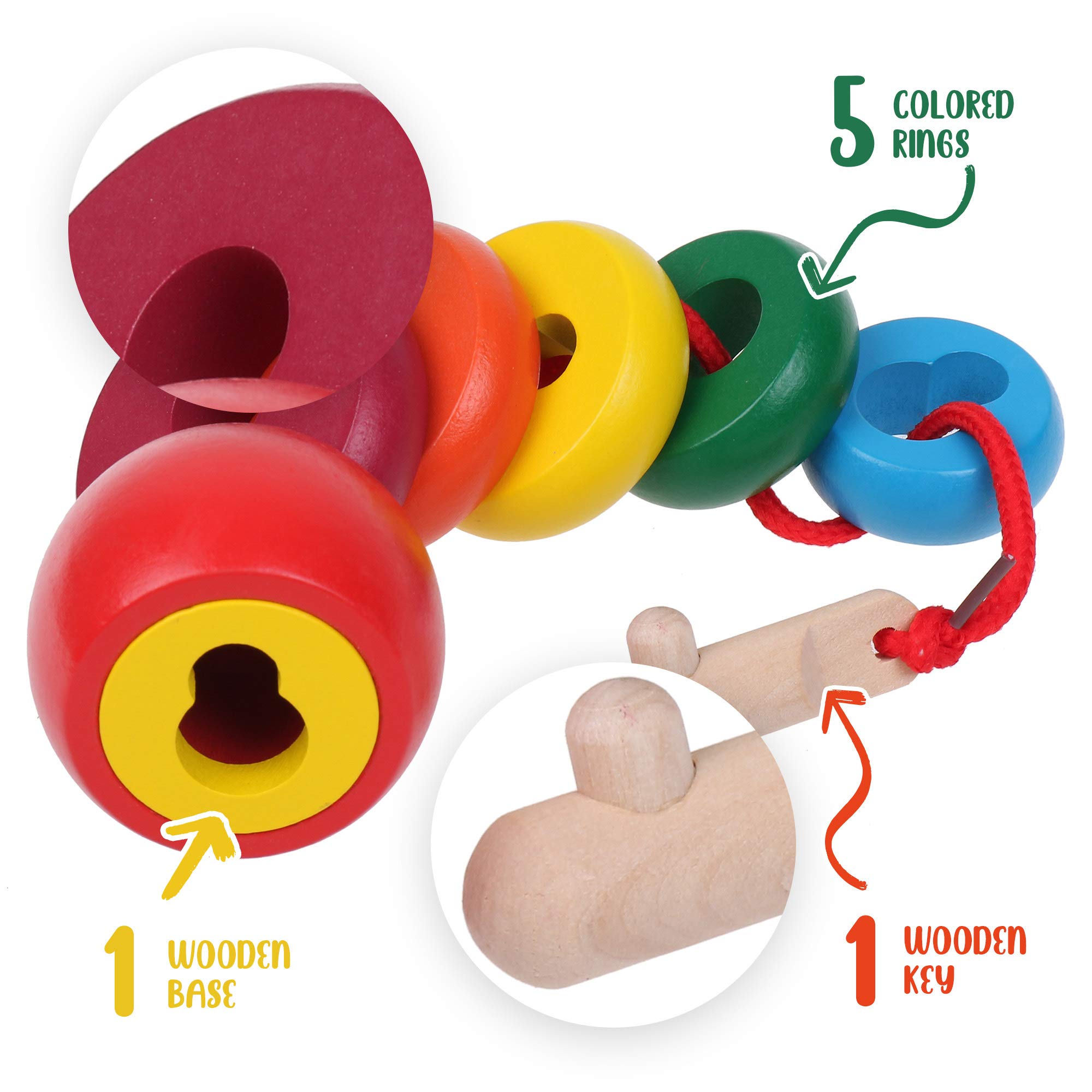 Boxiki kids Wooden Stacking Ring Toy - Stack and Learn with This Toddler Stackable Toys. Colorful Rainbow Stacking Rings - Perfect Baby Toys for Kids of All Ages!