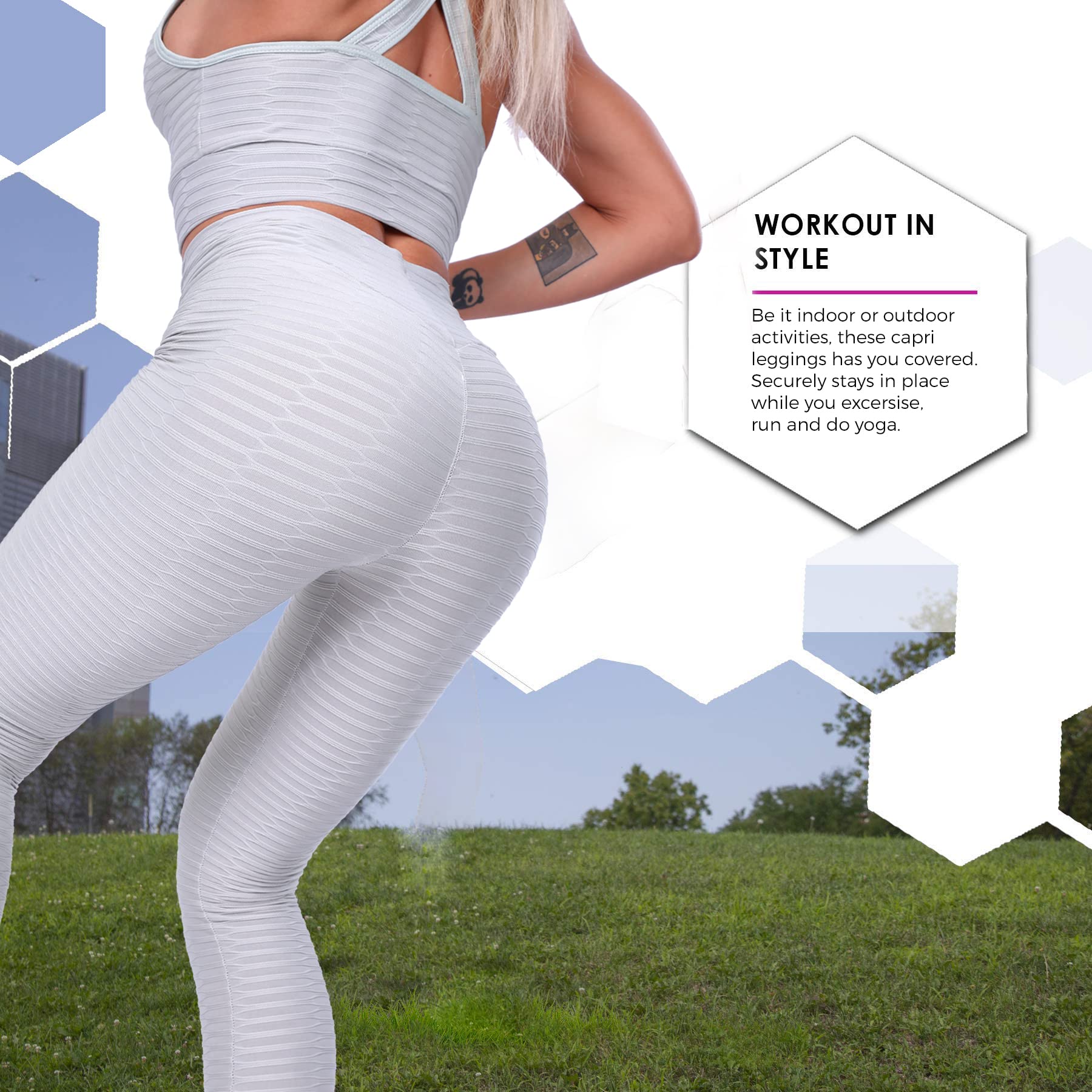 C CRUSH ORIGINAL TIK Tok Butt Lifting Workout Leggings for Women 3 Pack Honeycomb Textured Yoga Booty Pants