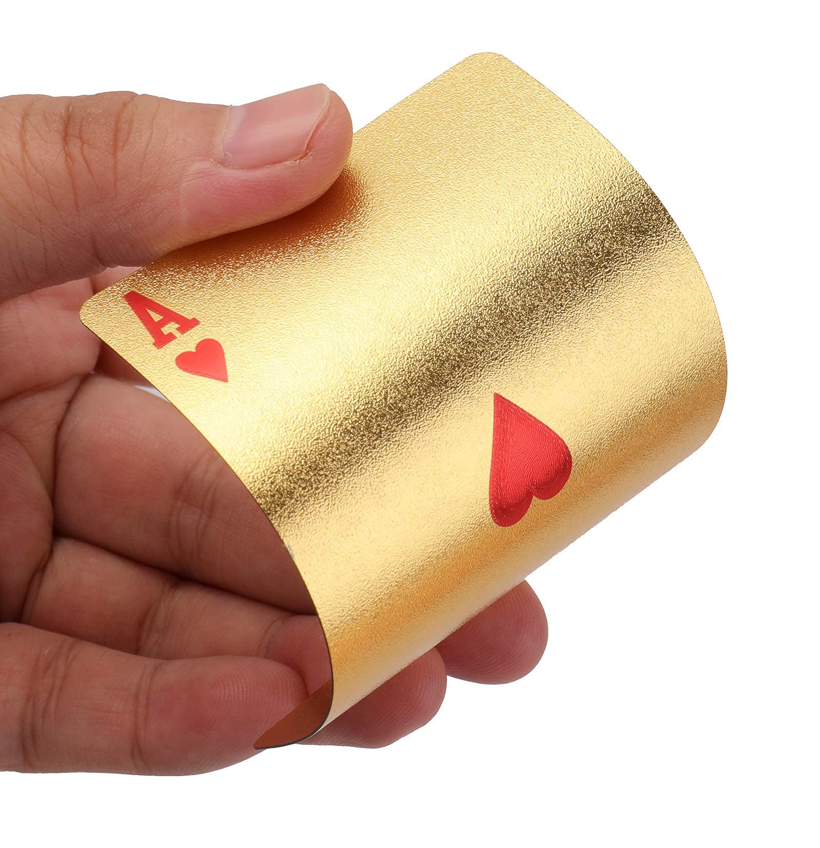 Jucoan 6 Decks of Playing Cards, Waterproof Plastic Poker Cards, Gold Foil Playing Cards for Party Game, Poker Size, Standard Index, (2 Gold, 2 Silver, 2 Pink)