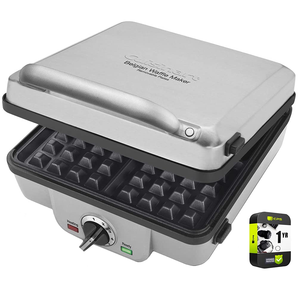 Cuisinart WAF-300P1 Belgian Waffle Maker with Pancake Plates Bundle with 1 YR CPS Enhanced Protection Pack