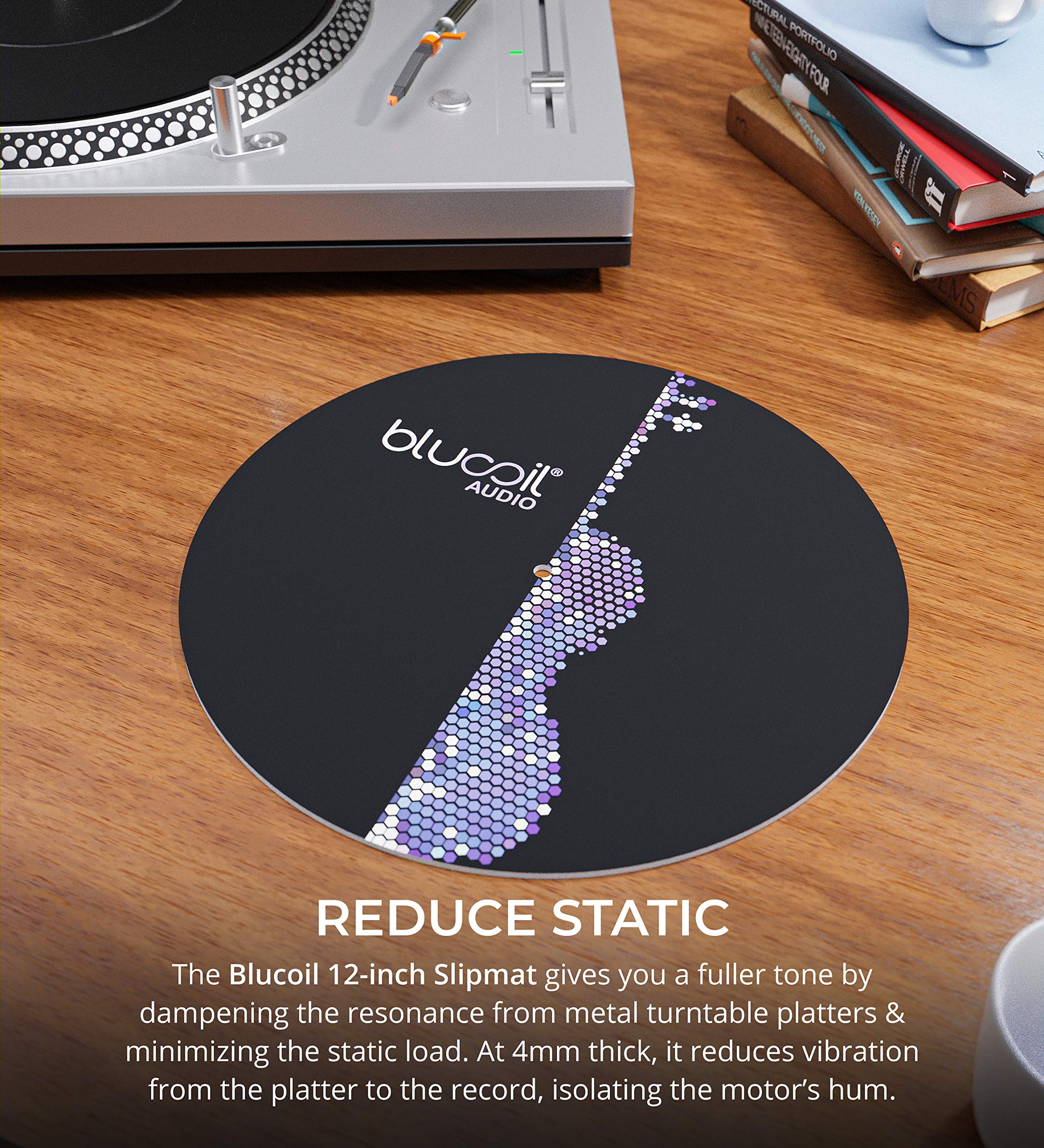 Blucoil 12-inch Turntable Slipmat with 4mm Thickness - LP Protection for DJ and Vinyl Record Players