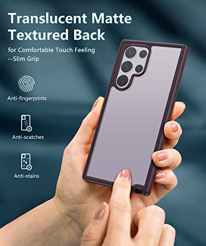 FNTCASE for Samsung Galaxy S22-Ultra Case: Full Drop Proof Protection Translucent Cases | Matte Textured Shockproof Protective Bumper | Rugged Hard Cell Phone Cover for Galaxy S22Ultra 5G