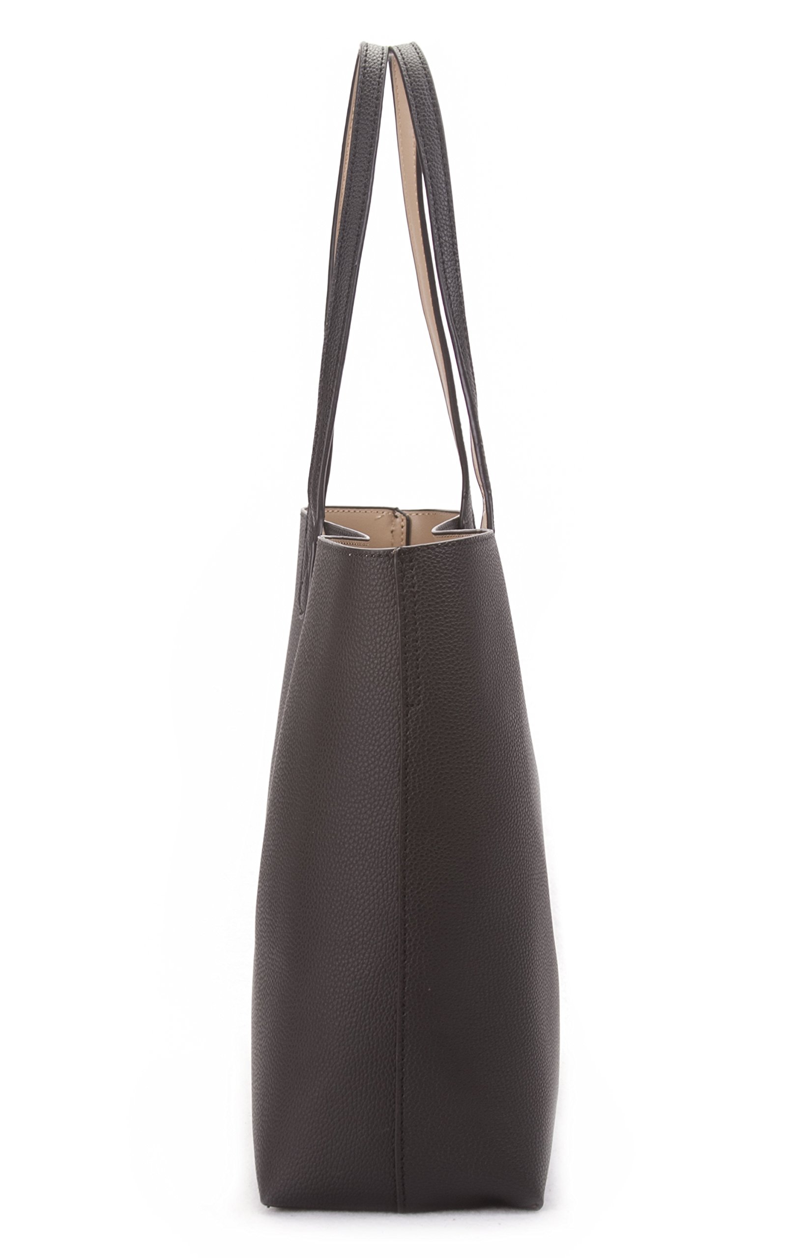 Overbrooke Reversible Tote Bag, Black & Sand - Premium Vegan Leather Womens Shoulder Tote