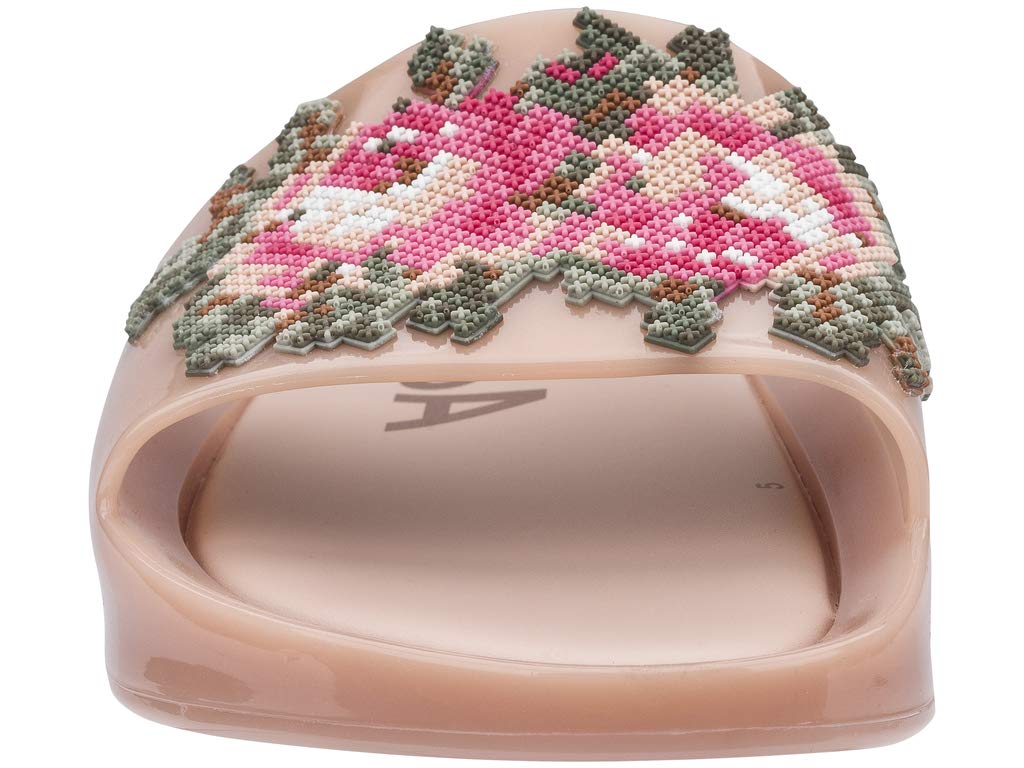 Melissa - Womens Beach Slide Flower Sandal, Size: 6 M US, Color: Pink Green