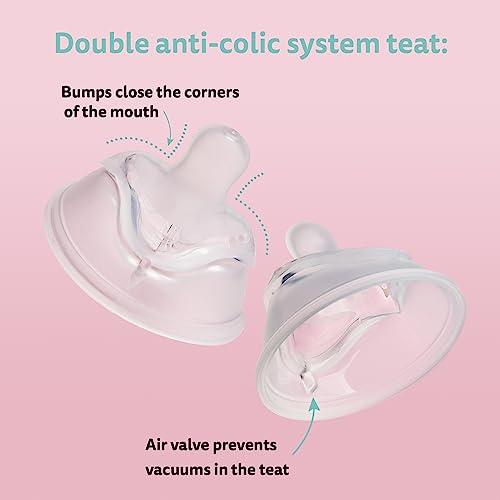 Herobility Double Anti-Colic Baby Bottles – 8.5 fl oz/240ml – 4-Pack – BPA-Free - Multicolor - White, Gray, Iron Blue, Blue