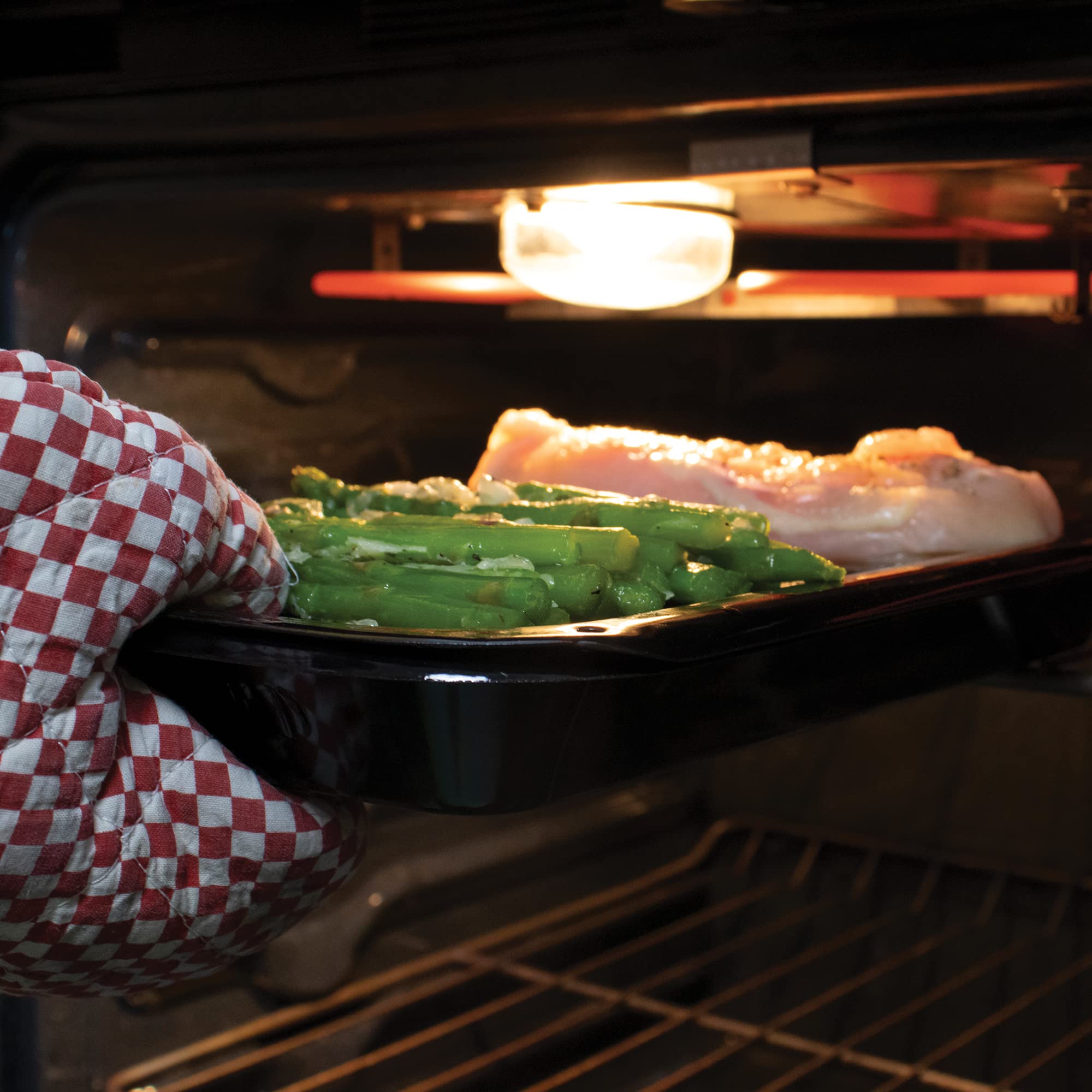 Certified Appliance Accessories Heavy-Duty Porcelain 8.5-In. x 12.75-In. Broiler Pan & Grill Set Black (50008)