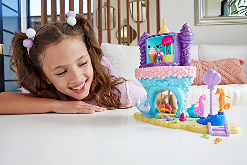 Polly Pocket Rainbow Funland Mermaid Cove Ride Playset, Polly & Mermaid Dolls, Accessories, Dispenser Feature for Surprises, Great Gift for Ages 4 & Up