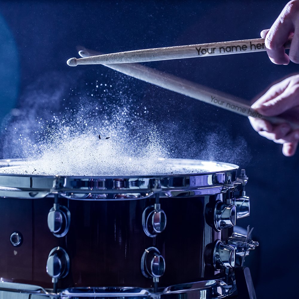 P Lab Personalized Drumsticks, 1 Pair of 5A or 5B Custom Engraved Wooden Drumsticks, Great Christmas Gift for Musician Drummer or For Your Band Musical Instruments Gift