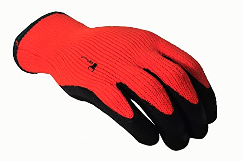 G & F 1528L GripMaster Cold Weather Outdoor Work Gloves, Winter Driving Gloves, Micro-Foam Latex Double Coated, heavy Duty, Large, 1 Pair, Orange
