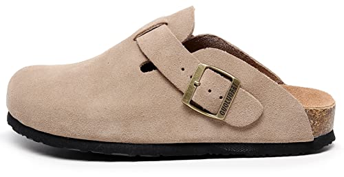 guoluofei Clogs for Women, Womens Clogs- Mules House Slipers with Arch Support and Adjustable Buckle Brown