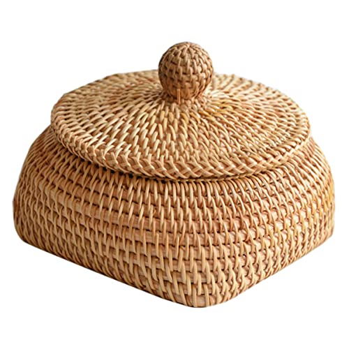 Cabilock Tv Simple Baskets Rattan Basket Holder Cosmetic Vegetable Makeup Lid Shelf Water Shoes Brown Clo Snack for Cube Rustic Hand Serving Organizing Toys Organizer Rectangular Clothes